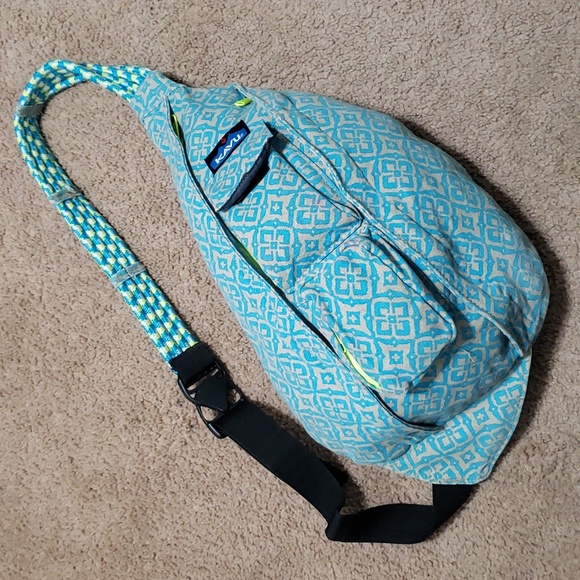 Kavu | Bags | Kavu Peace Rope Sling Crossbody Backpack Bag Blue Gray ...